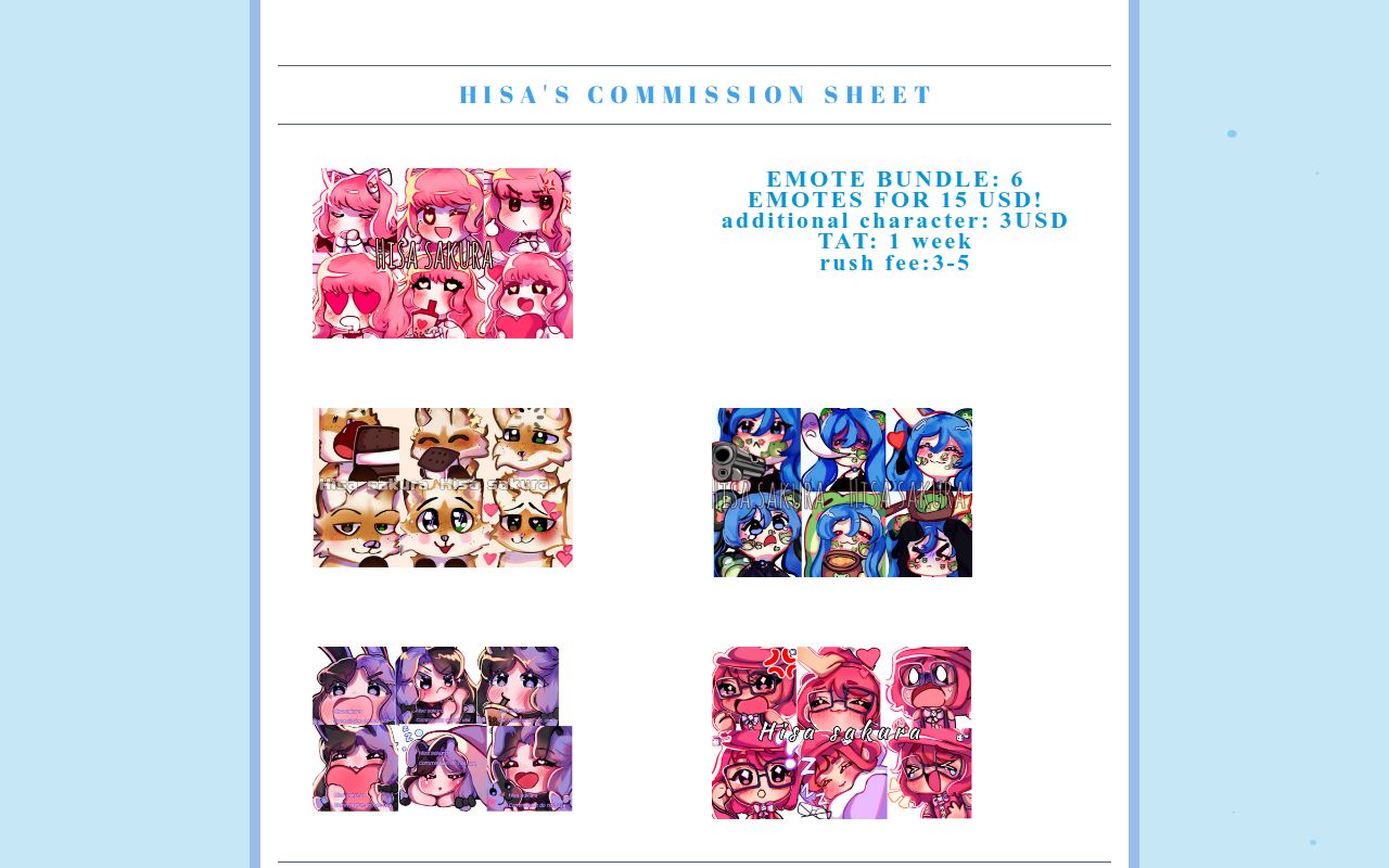 Hisas commission sheet